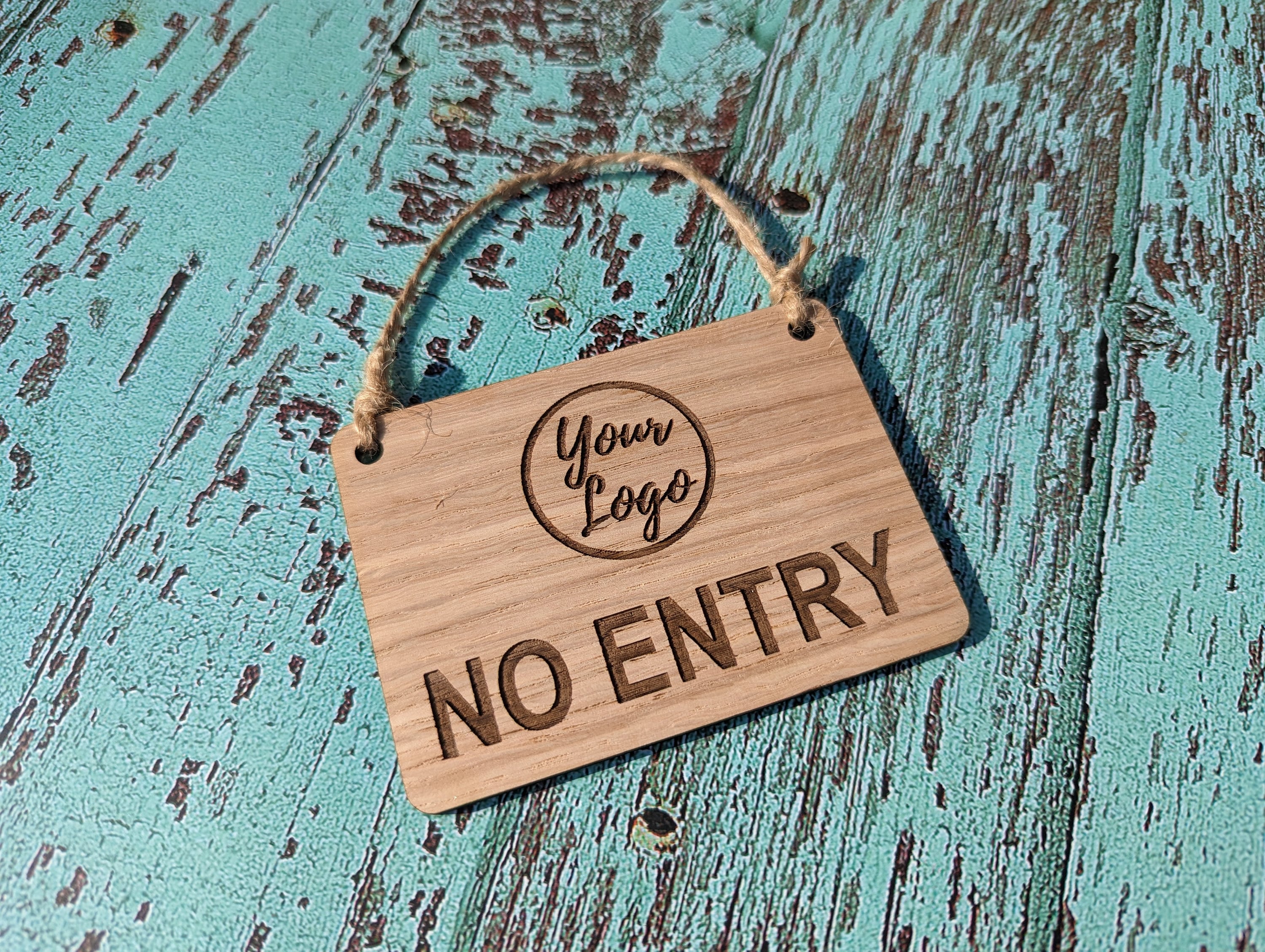 Personalised NO ENTRY Hanging Sign - 4 Sizes, Add Your Text or Logo ...