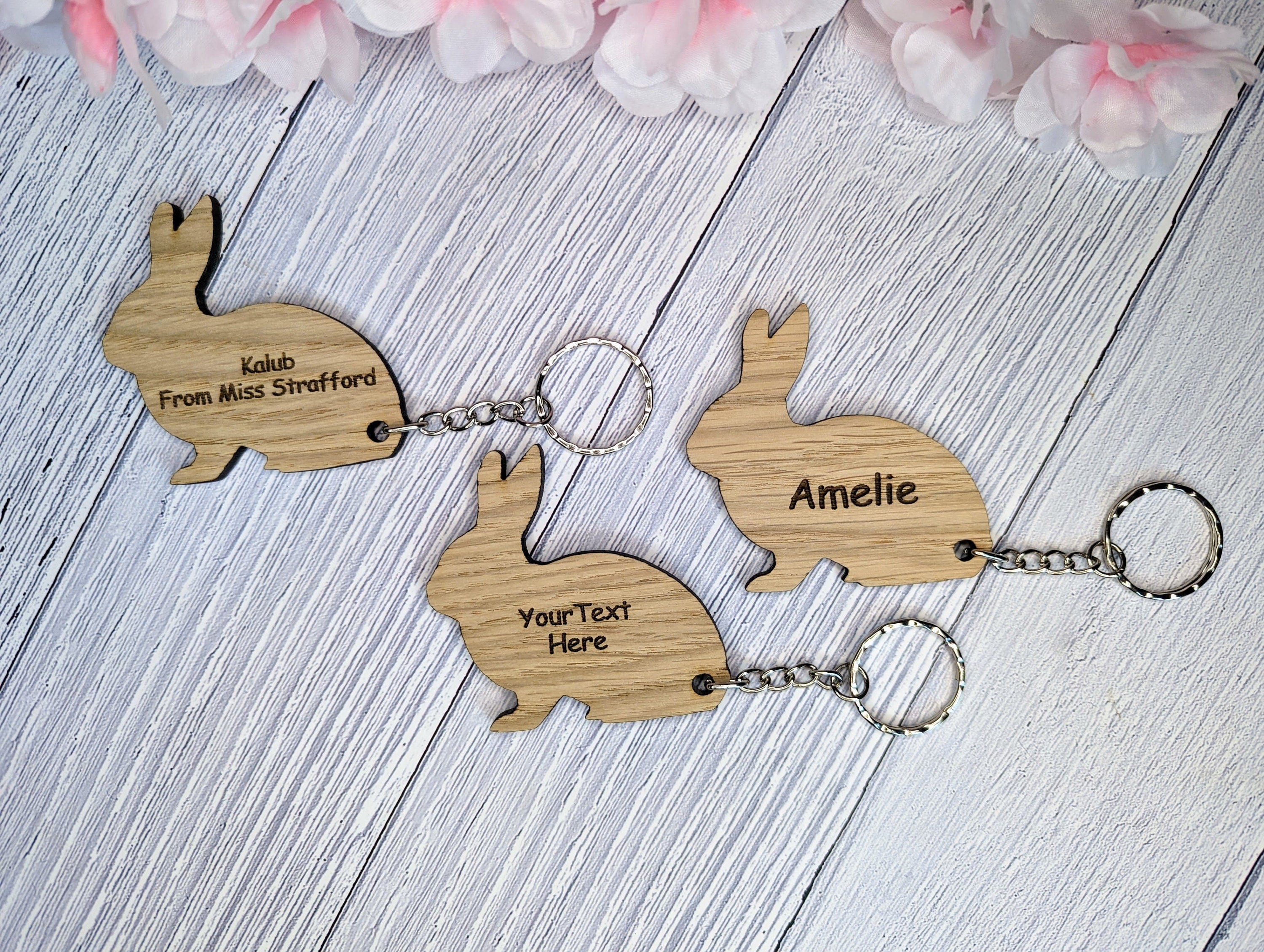 Personalised Wooden Rabbit Keyring | Teacher Gift | School Children ...