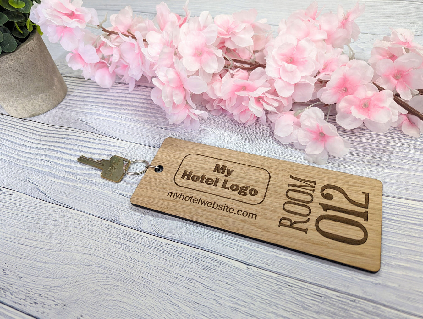Customisable Wooden Hotel Keyrings - Luxury Size, Hotel Name & Room ...