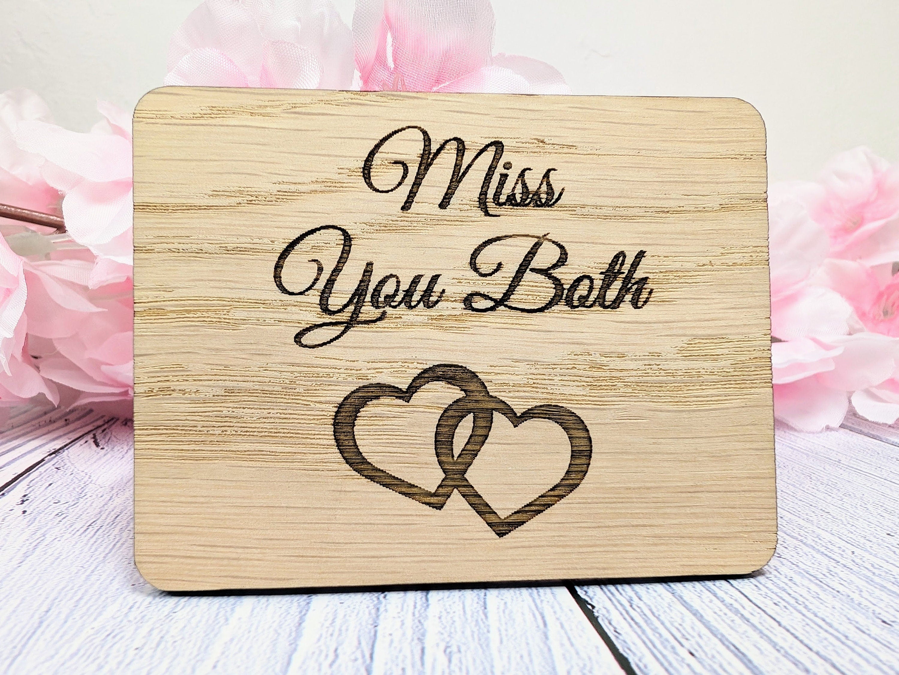 Miss You Both - Interlocking Hearts Wooden Magnet – CherryGroveCraft