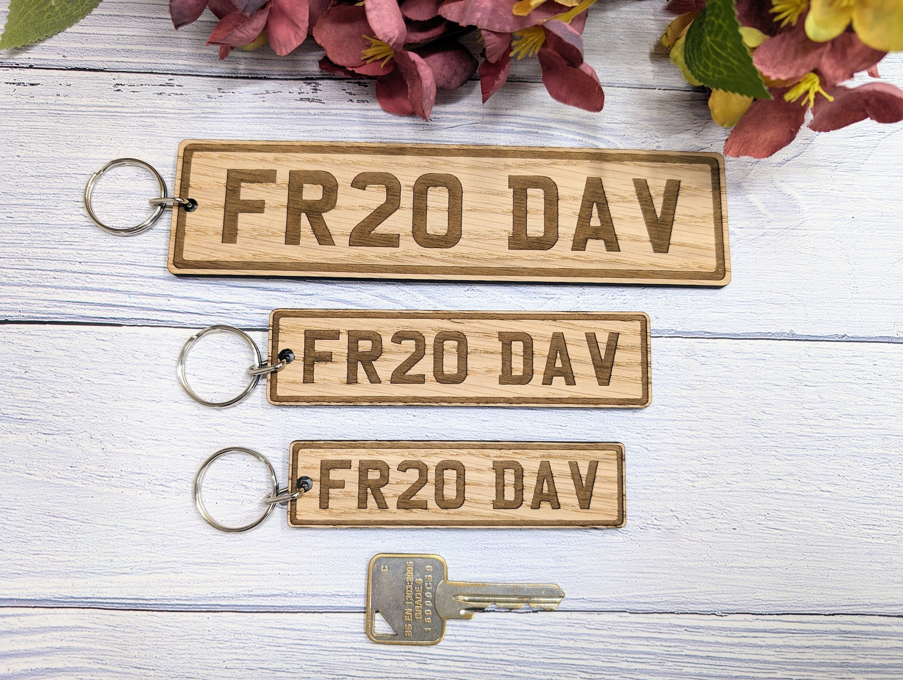Custom UK Car Plate Keyring - Handmade Eco-Friendly Oak, Personalised ...