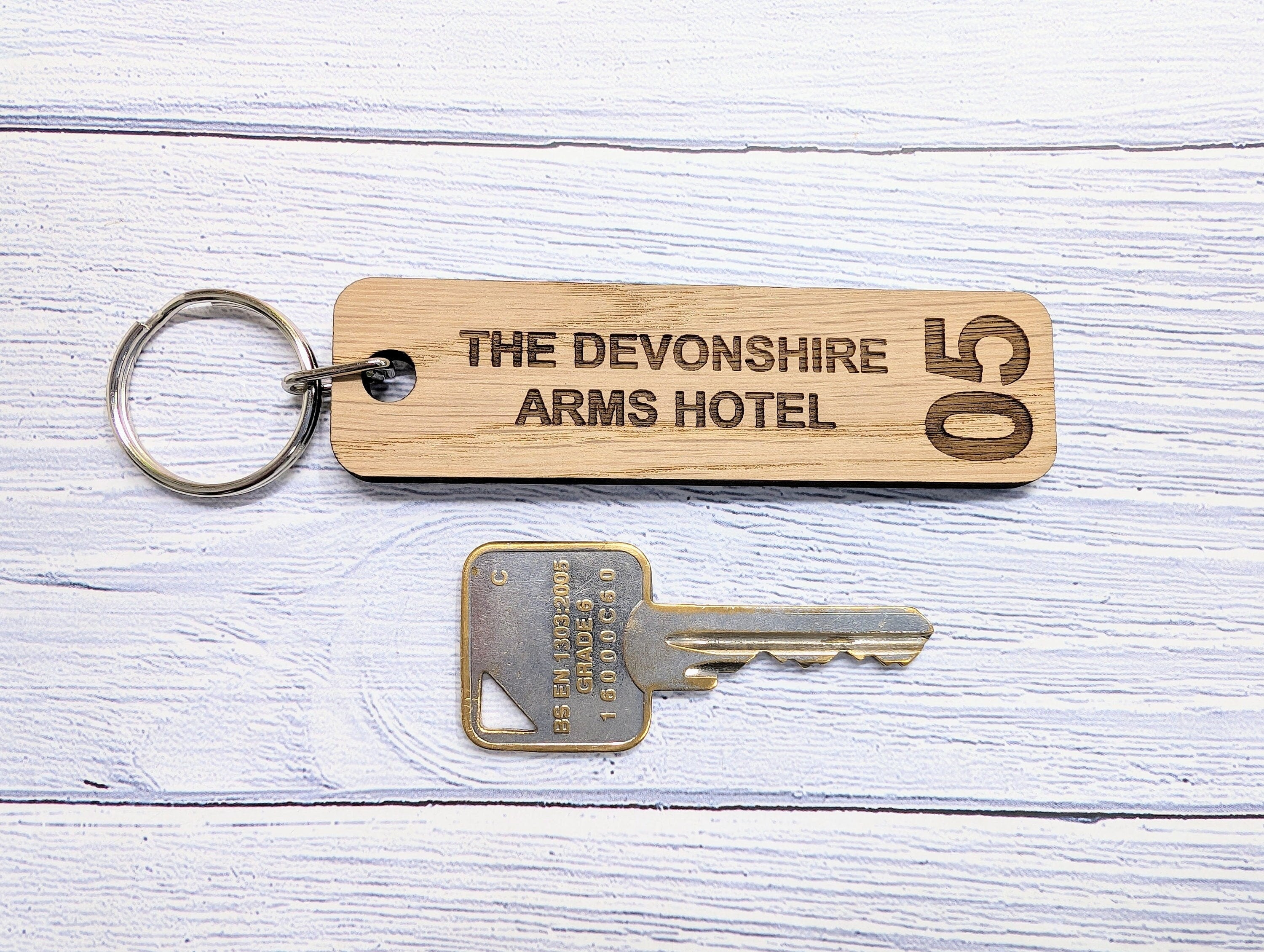 Personalised Hotel Room Number Keyrings - High-Quality Oak Veneer ...