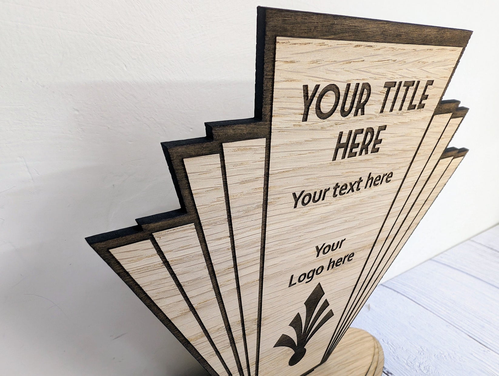 Personalised Art Deco Style Sign | Oak Veneer MDF | Custom Text & Logo ...