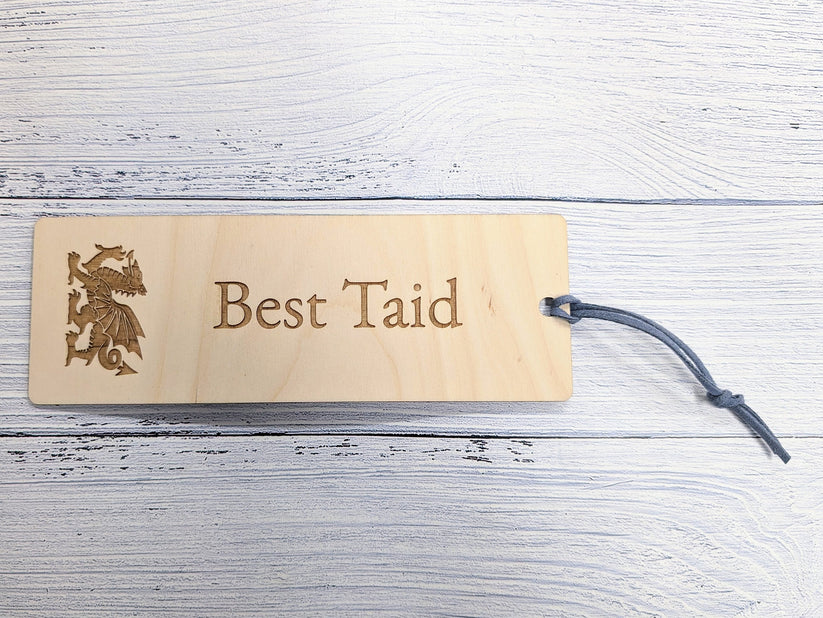 Best Taid - Welsh Dragon Engraved Wooden Bookmark - CherryGroveCraft