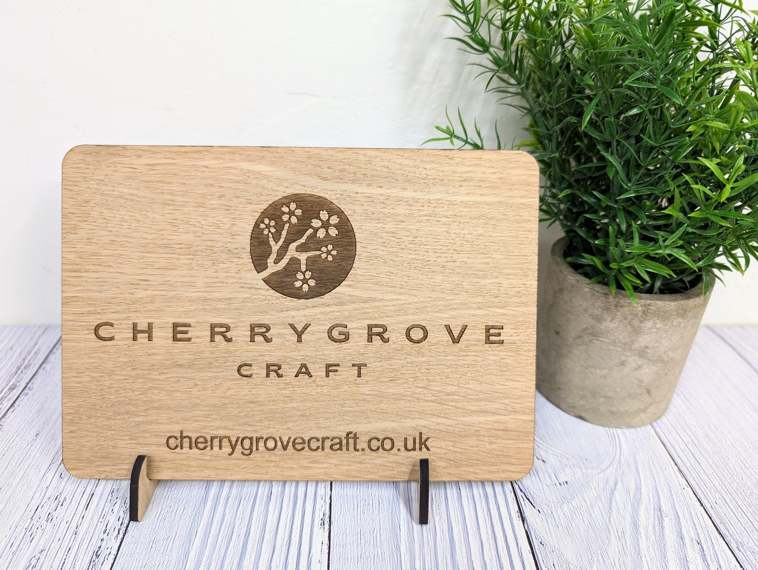 Custom Logo Wooden Sign Display with Optional Stand - CherryGroveCraft