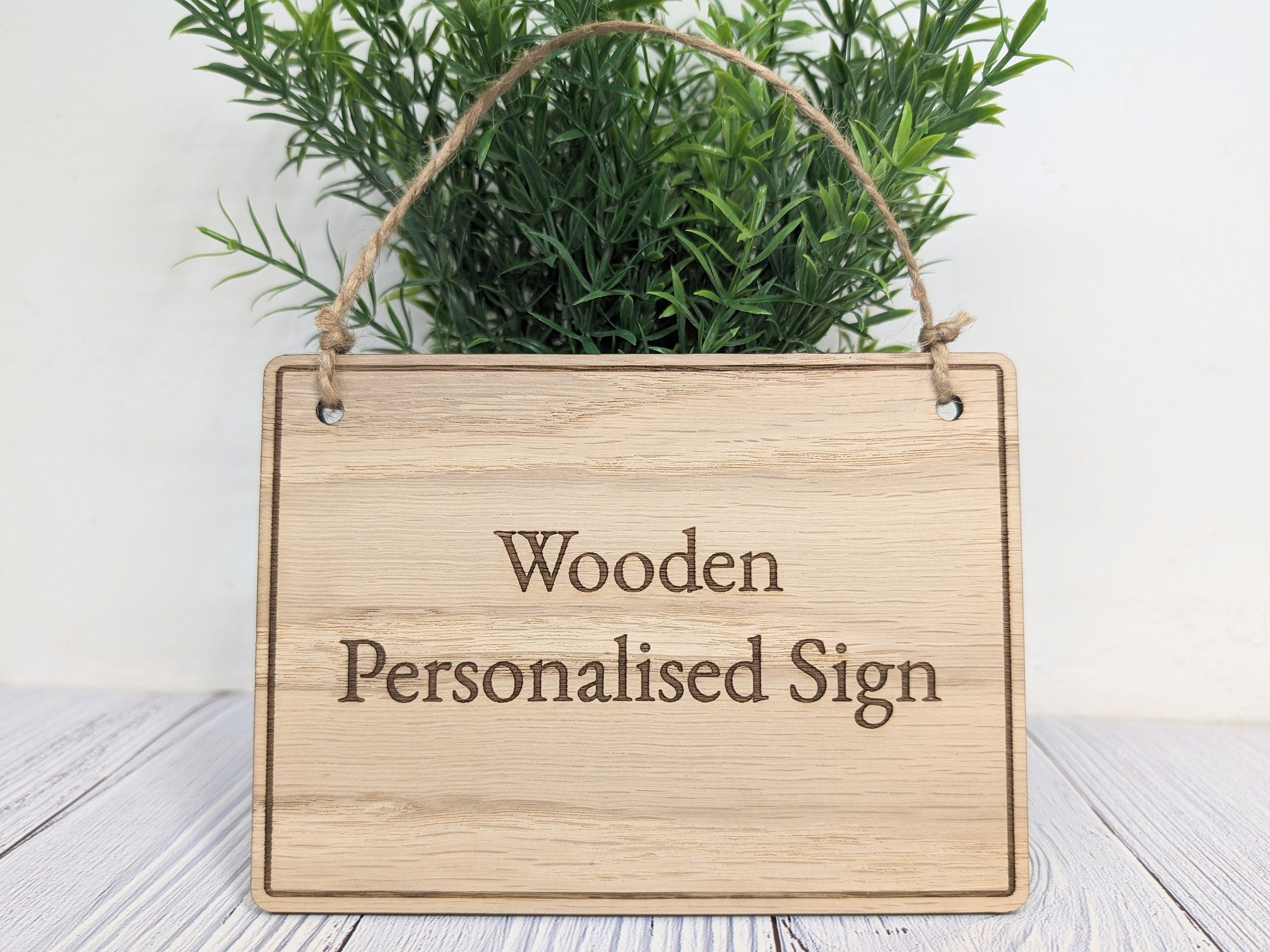 Personalised Wooden Hanging Sign with Border - CherryGroveCraft