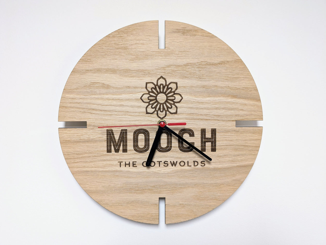 Personalised Engraved Wooden Logo Wall Clock - Bespoke Branded ...