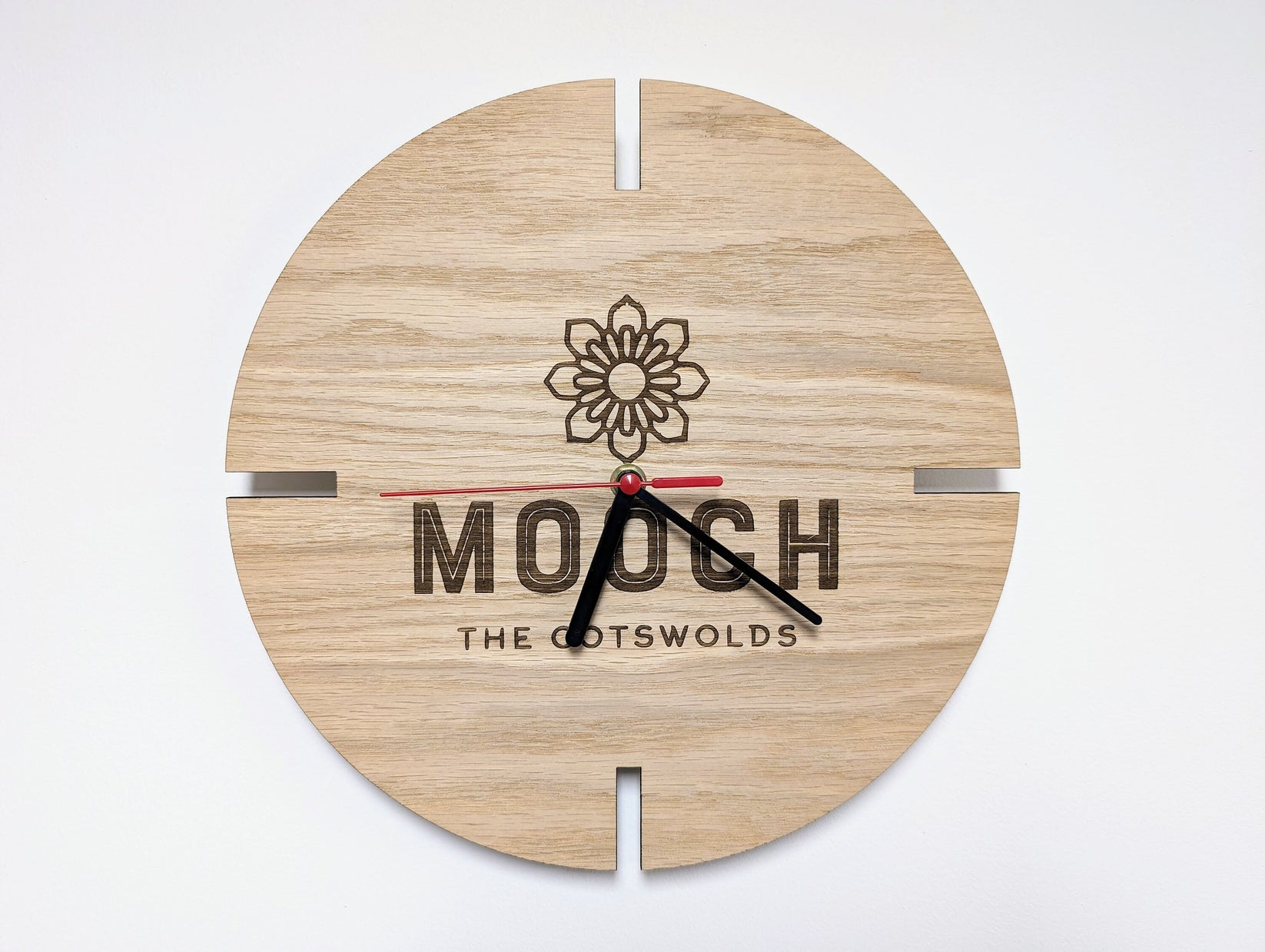 Personalised Engraved Wooden Logo Wall Clock - Bespoke Branded ...