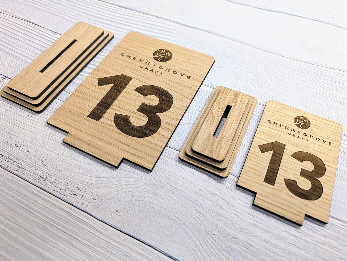 Custom Wooden Table Numbers, Company Logo Corporate Events - 2 Sizes ...