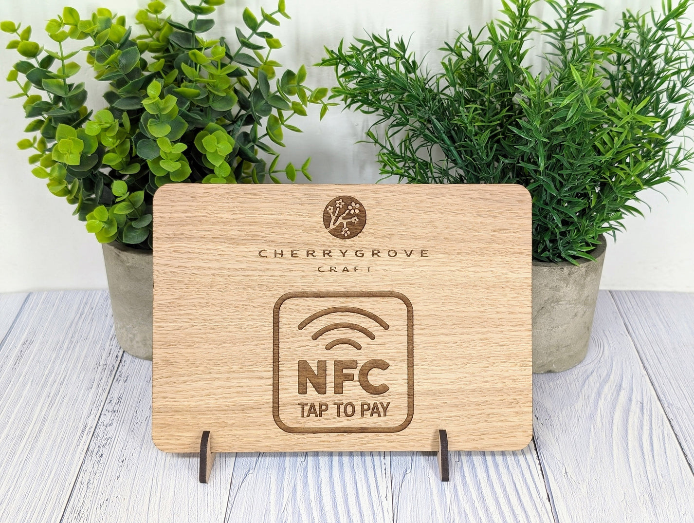 Personalised Logo NFC Wooden Sign - Eco-Friendly Handmade Oak Veneer ...