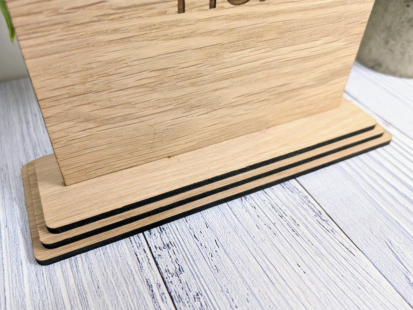XL Personalised Wooden Table Signs - Custom Text & Logo, Freestanding ...