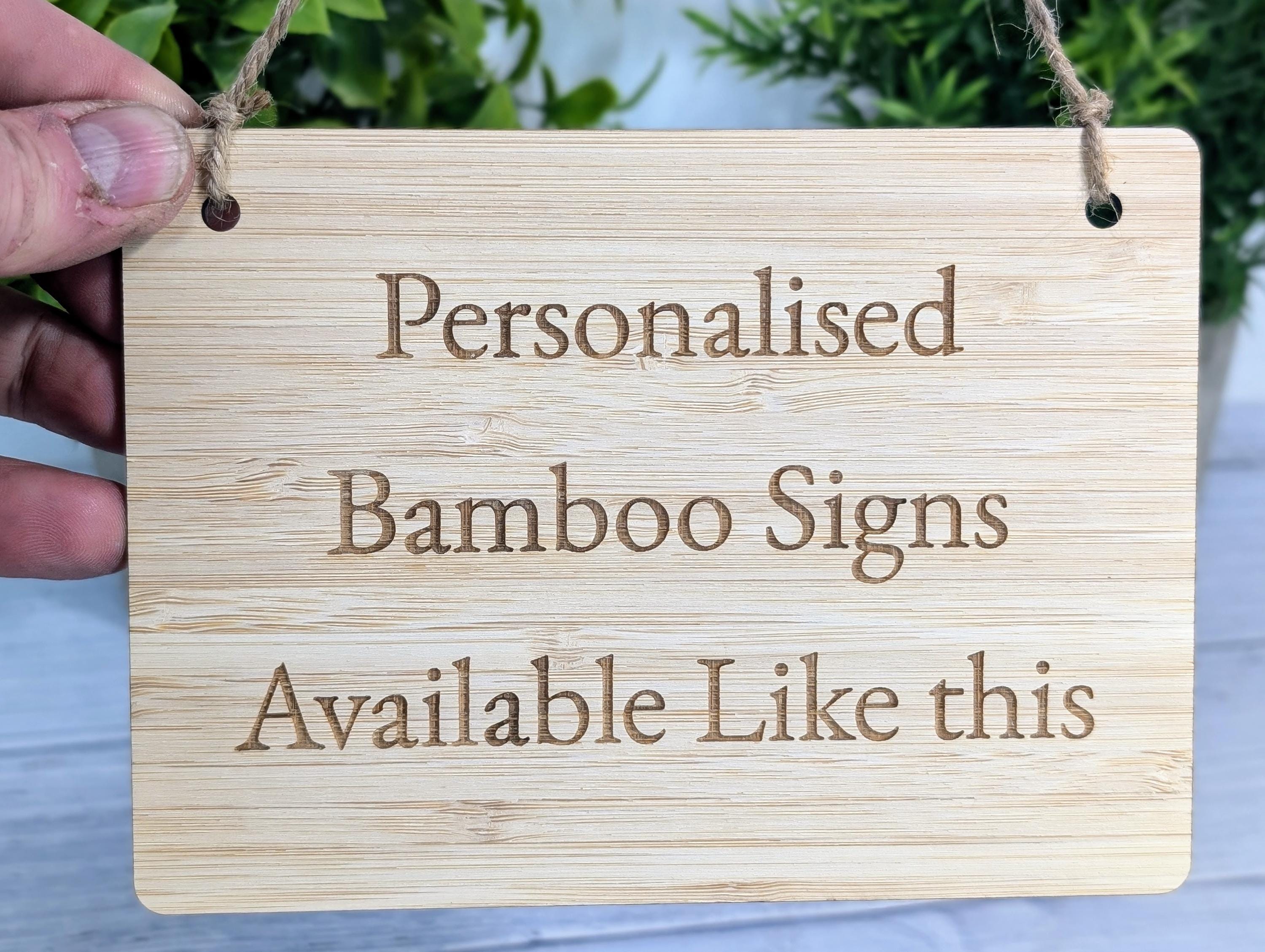 Personalised Bamboo Sign | Bamboo Indoor Signage | Sustainable Outdoor ...