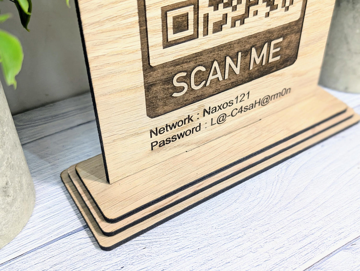 Wooden WiFi QR Code Sign, XL Size, Custom Network Display ...