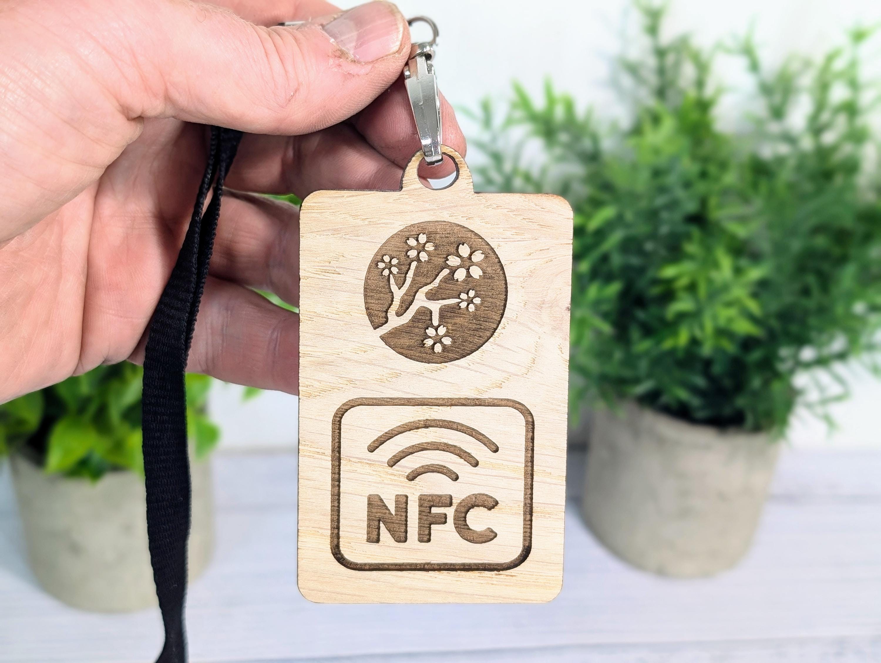 Personalised NFC Logo Wooden Badges with Eco Lanyards - Custom Event ...