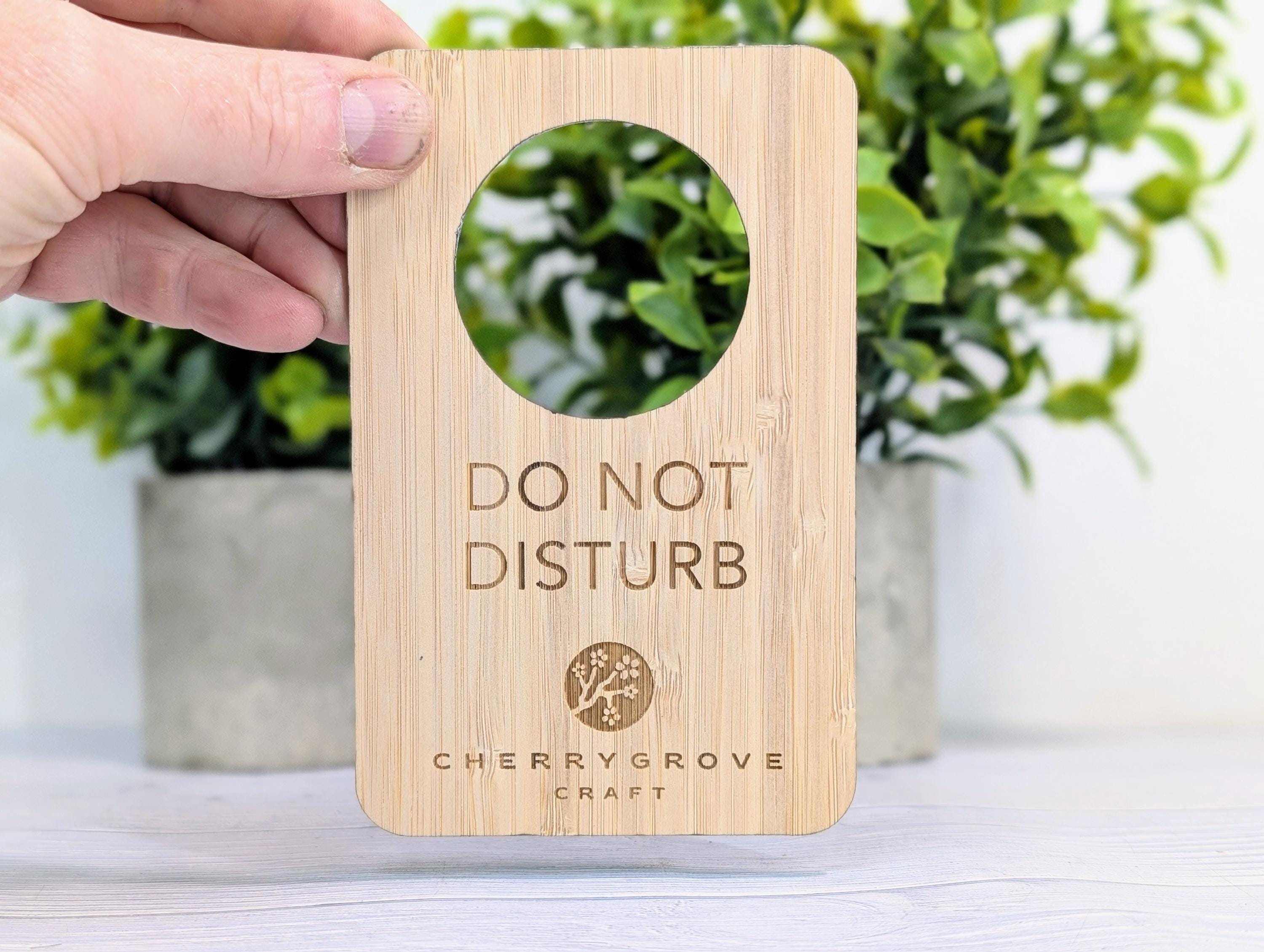 Personalised Bamboo Door Hanger Sign for Privacy - Custom Reversible B ...