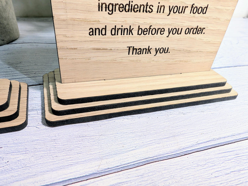 Custom Wood Food Allergy Sign - Café & Restaurant Notice – CherryGroveCraft