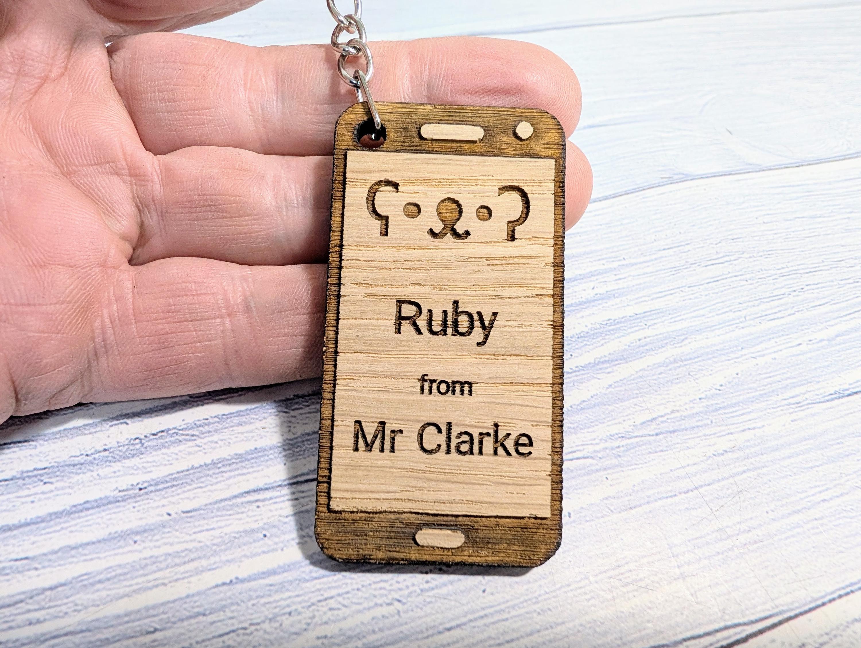 Personalized Teddy Bear Wooden Keyring for Students & Teachers ...