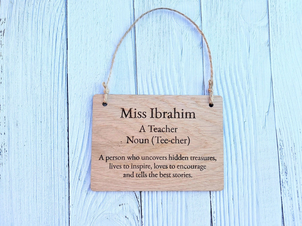 Personalized Oak Veneer Teacher Sign - Custom Gift Idea – CherryGroveCraft