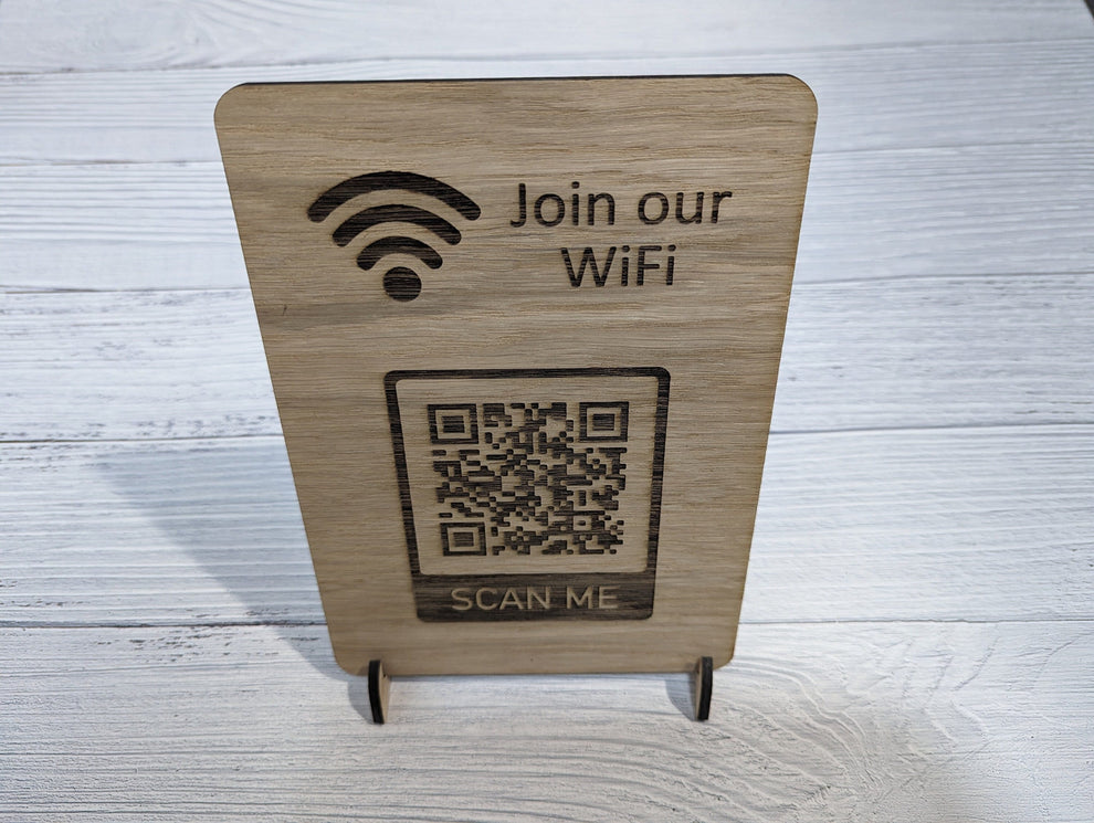 Wooden WiFi Code Sign, WiFi QR Code Sign, QR Code Sign, Oak ...