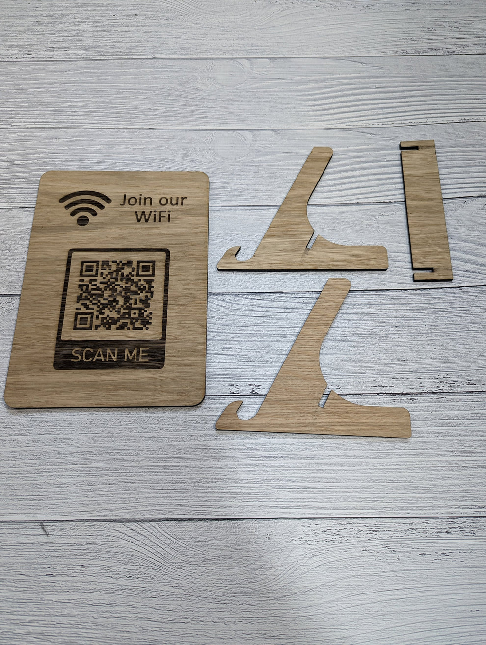 Wooden WiFi Code Sign, WiFi QR Code Sign, QR Code Sign, Oak ...