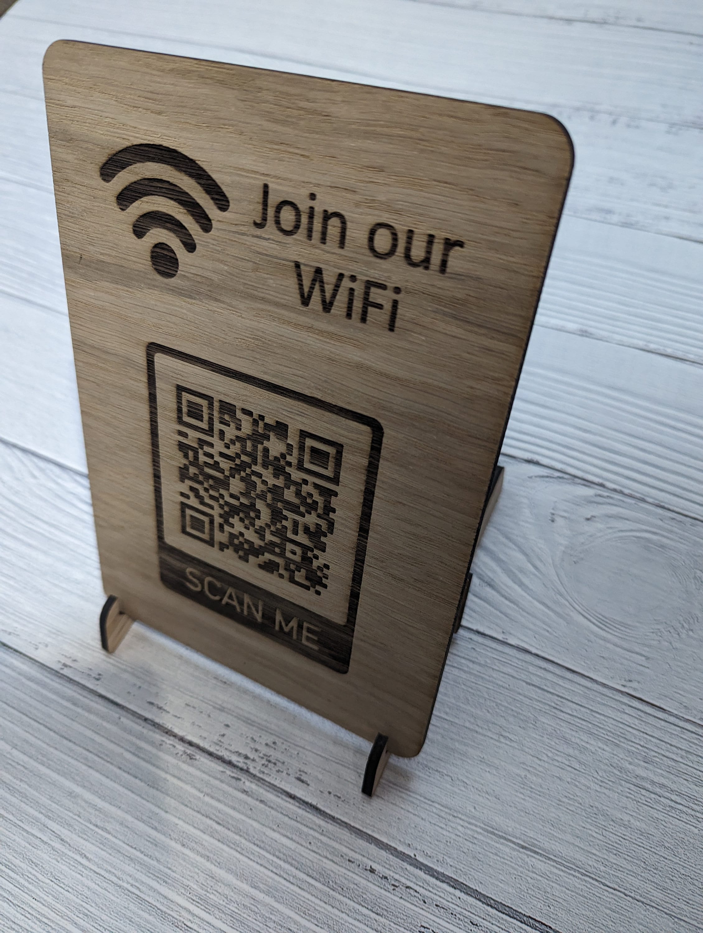 Wooden WiFi Code Sign, WiFi QR Code Sign, QR Code Sign, Oak ...