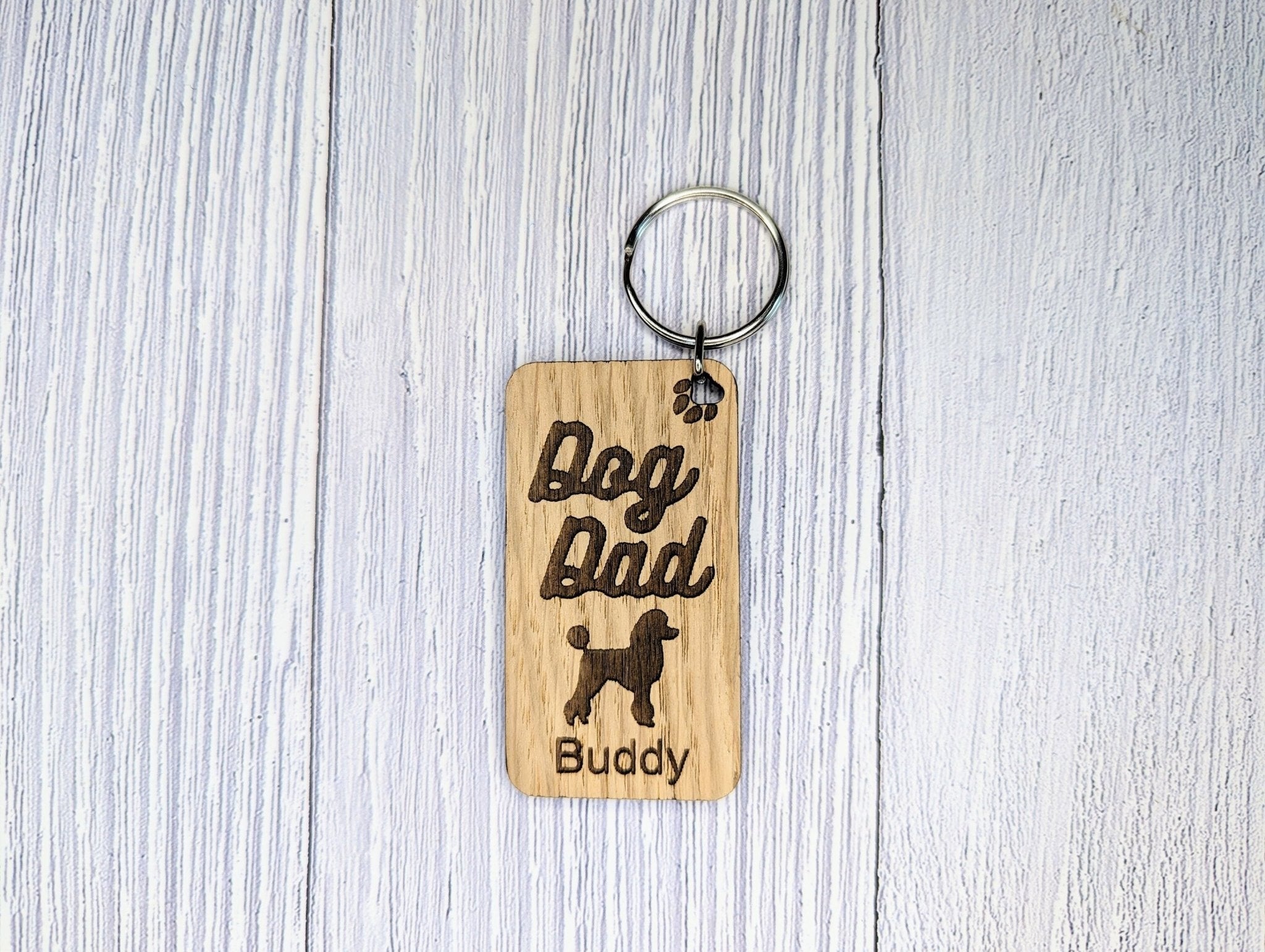 Personalised Poodle Dog Dad Wooden Keyring - Durable Design ...